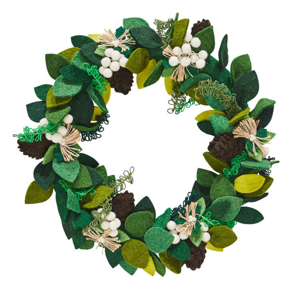 Arcadia Home Wool Felt Maple Leaf and Berries Wreath | Wayfair